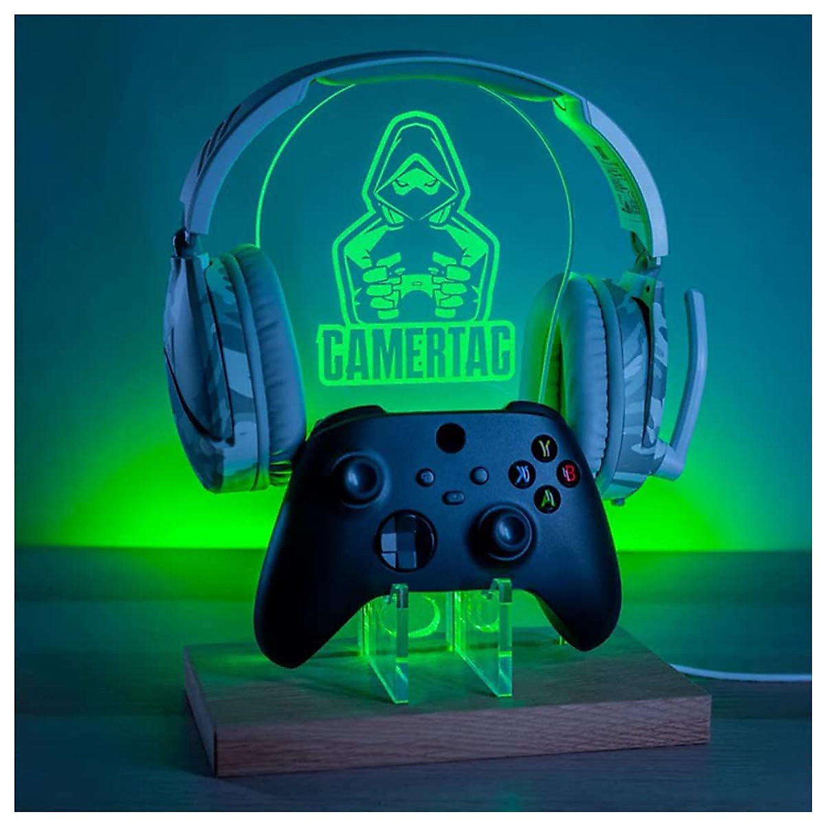 Gaming RGB Headphones Hanger,Headset Holder with 7 Colors Light - RGB LED Game Station Console Controller Holder - Game Controller Headset Hanger for All Universal Gaming PC Accessories