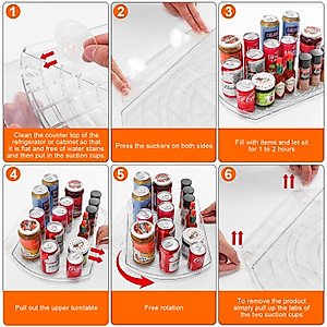 Sousnous Square Lazy Susan Organizer for Refrigerator, Slide and 360° Rotate Rectangle Turntable Organization and Storage for Fridge, 16.53'' Clear Pull Out Rectangular Rotating Tray for Kitchen