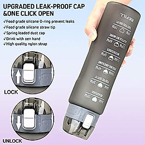 32oz Leakproof Water Bottle with Time Marker & Straw lid to Ensure You Drink Enough Water Throughout The Day for Fitness and Outdoor Enthusiasts, BPA Free, With straw Brush (1 Water Bottle)