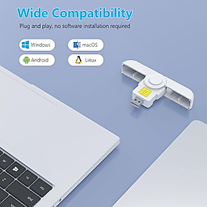 DOD Military USB Common Access CAC Smart Card Reader, ID CAC Card Reader, Smart Card Reader Compatible with Windows, Mac OS and Linux, USB A Card Reader for CAC Cards, Government ID, National ID, etc