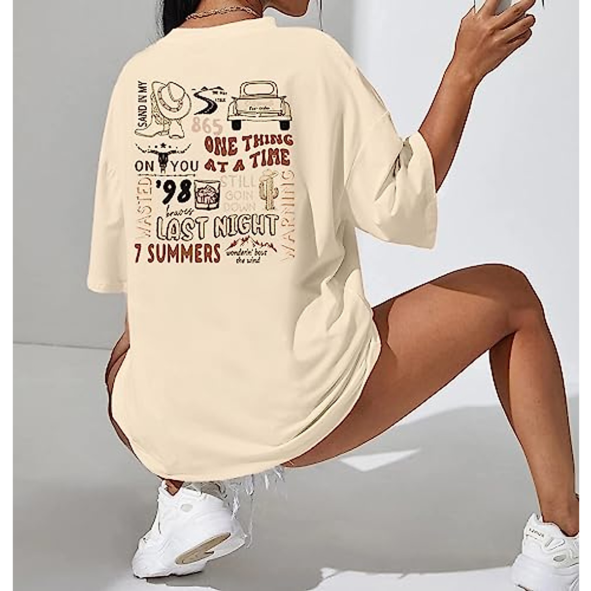 Cow Skull Shirts for Women Western Graphic T Shirts Oversized Country Music Shirt Rodeo Cowboy Graphic Tee