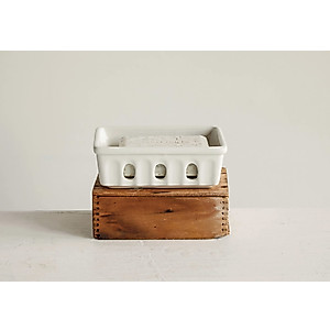 Creative Co-Op White Stoneware Berry Bowl or Soap Dish