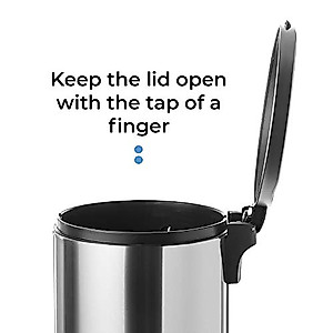 Home Zone Living 8 Gallon Kitchen Trash Can, Round Stainless Steel, Step Pedal, 30 Liter