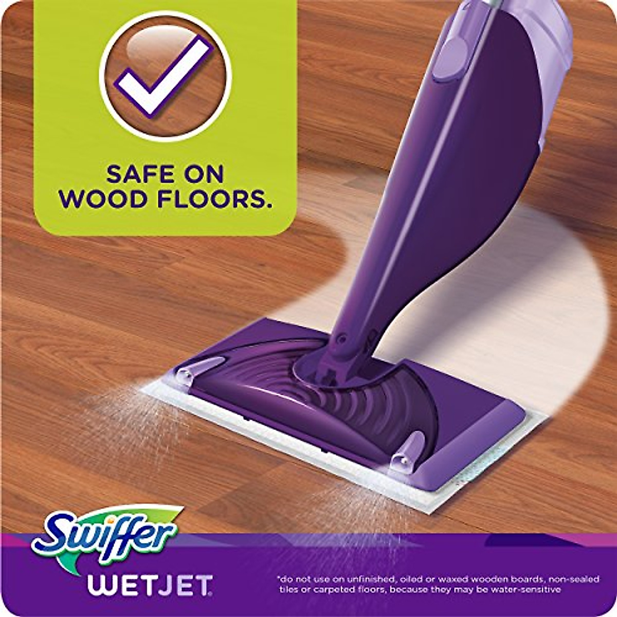 Swiffer WetJet Hardwood Floor Cleaner, Spray Mop Pad Refill, Multi Surface, 12 Count (Packaging May Vary), Pack of 8