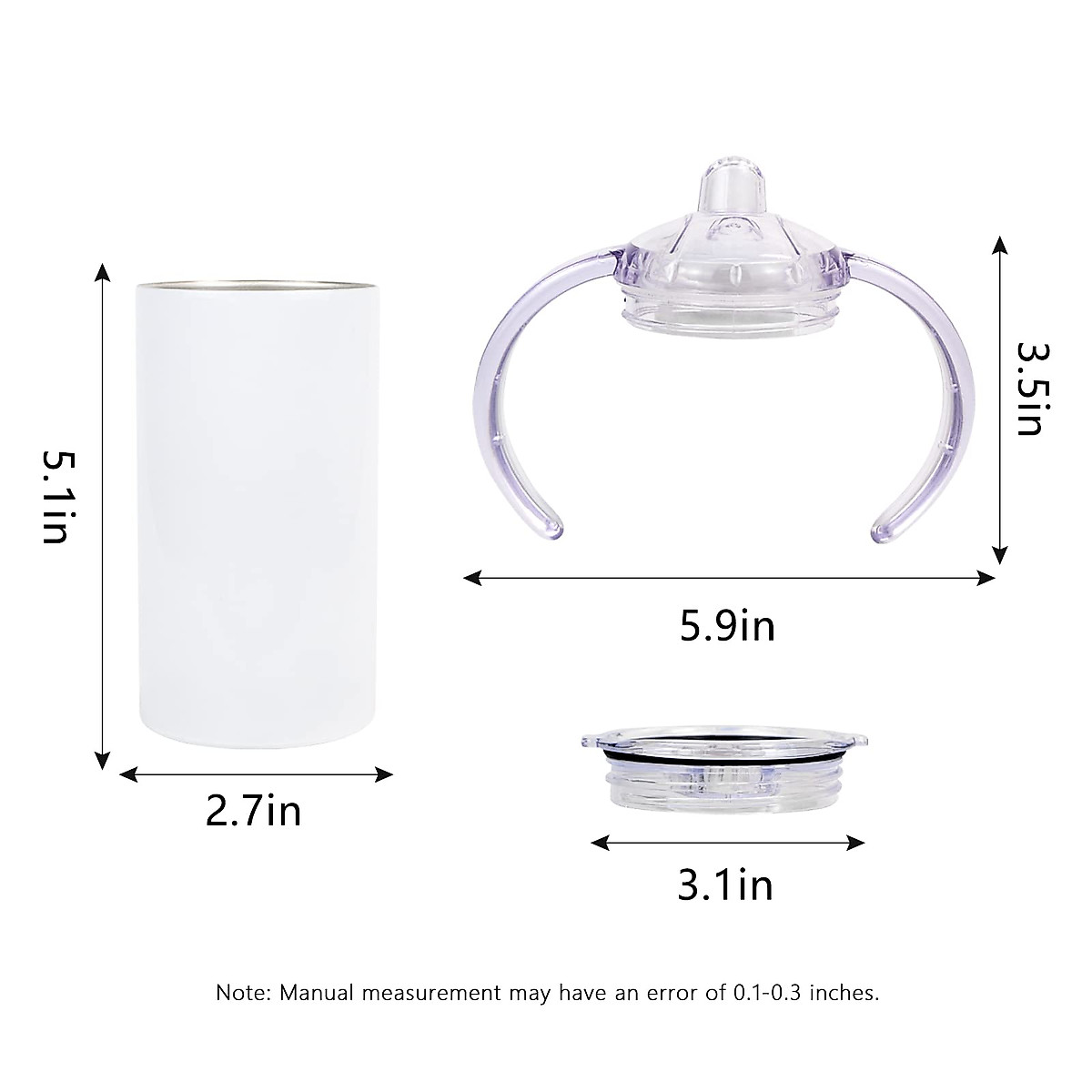 MAIKESUB 2 Pack Sublimation Blank Sippy Cup Tumblers with Handles Straight Stainless Steel Insulated Skinny Tumblers with Splash-proof Lid 12 oz Shatterproof Water Tumbler