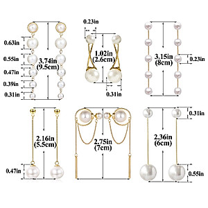 Big Simulated Pearl Long Tassel Drop Earrings for Women Double Sided Front Back Cross Imitation Pearl Dangle Earrings