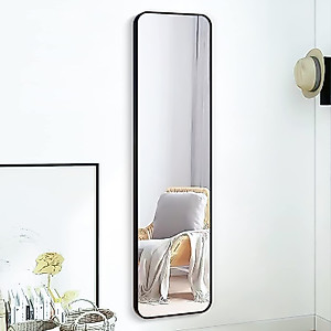 SCWF-GZ 47x14 Mirror Rectangle Full Body Length Door Hanging Wall Mounted Metal Frame Dressing Make-up Mirrors for Entryway Bedroom Bathroom Living Room 47 14 inch Black