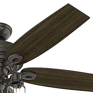 Hunter Fan 52 inch Casual Noble Bronze Indoor Ceiling Fan with Light Kit and Pull Chain (Renewed)
