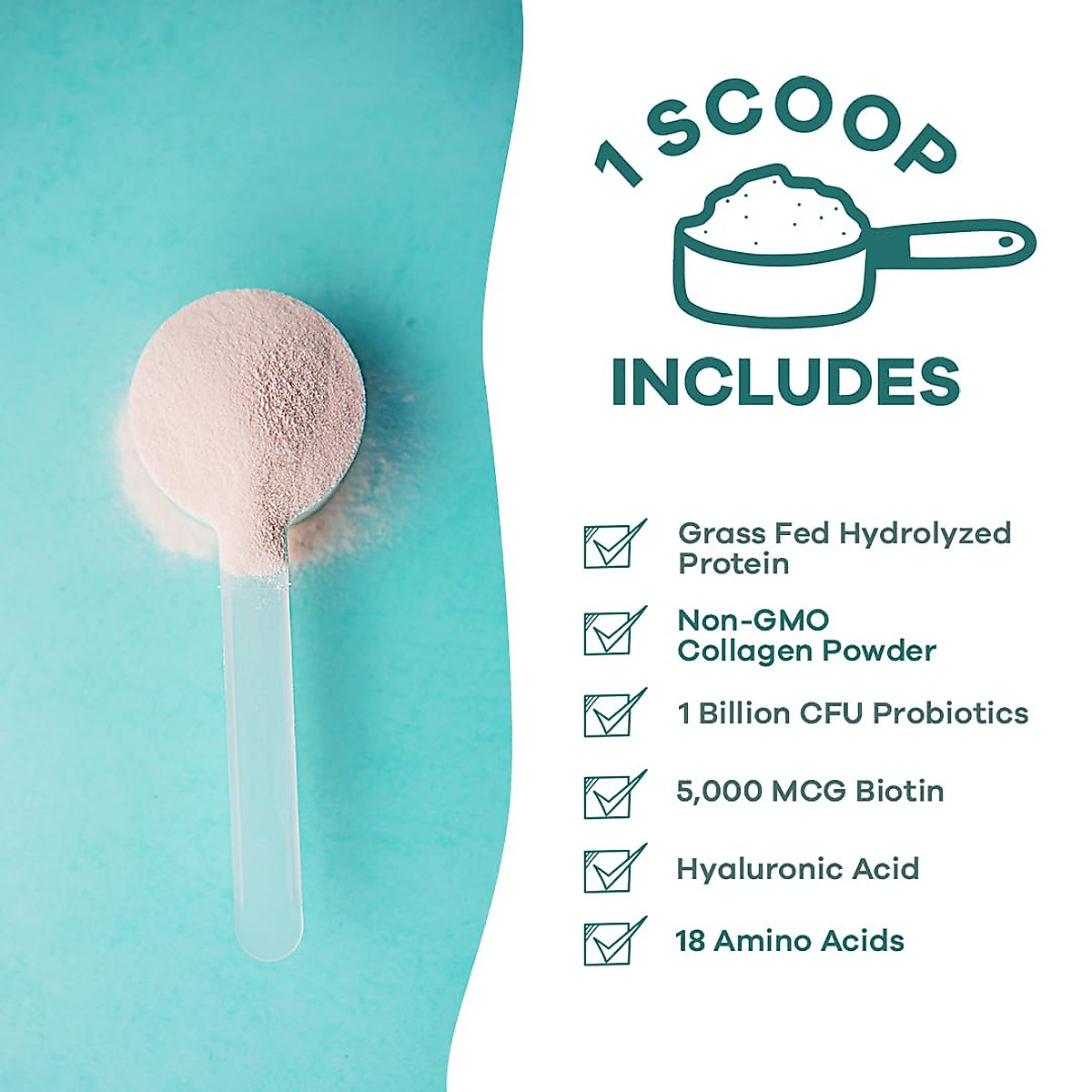 Collagen Powder Supplement with Probiotics - Hydrolyzed Protein Collagen Powder for Women - Supports Hair Skin and Nails - Gut and Joint Health - Collagen Peptides Type I and III - 30 Servings