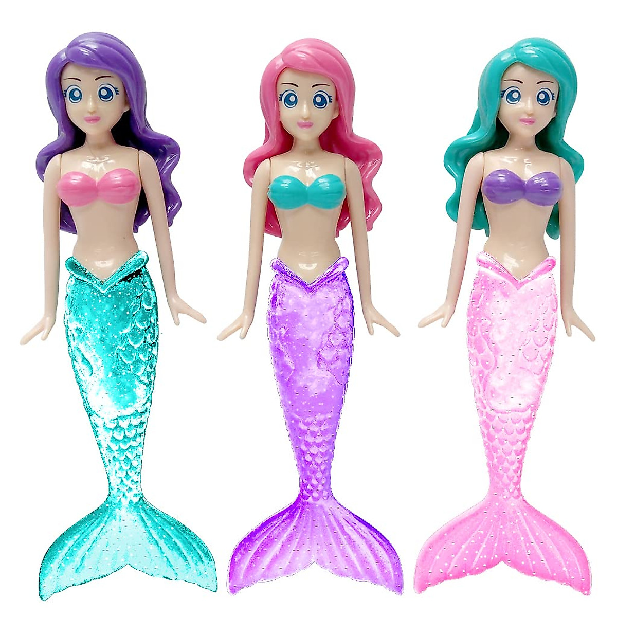 BANZAI 3 Piece Sparkle Mermaid Dive Toys - Glittery Sparkle Tails