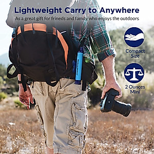 Membrane Solutions Personal Water Filter, Survival Filtration Straw Portable Gear, Emergency Preparedness, Supply for Drinking Hiking Camping Travel Hunting Fishing Team Family Outing (Blue, 6 Pack)