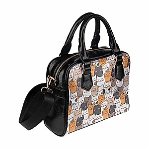InterestPrint Cute Cats Pastel Color Womens Casual Bag Shoulder Satchel Bag Handbag