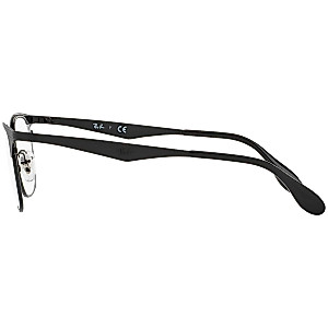 Ray-Ban RX6346 Square Prescription Eyeglass Frames, Matte Black On Black/Demo Lens, 52 mm