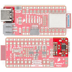 SparkFun RedBoard Artemis Nano Machine Learning Development Board Includes BLE 1 megabyte of Flash USB-C Qwiic I2C MEMS Microphone Compatible with Arduino IDE TenserFlow Models Small Footprint