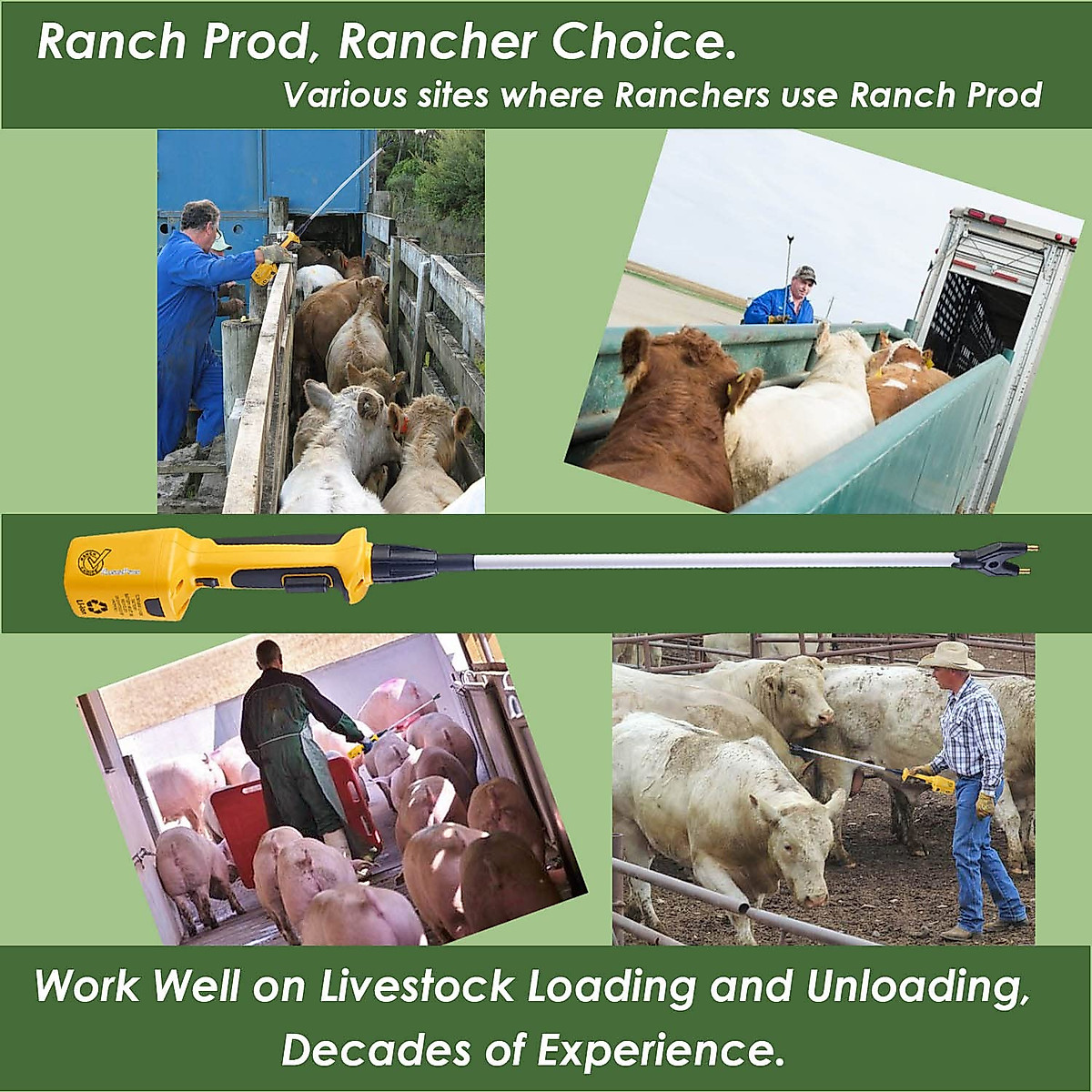 RANCH CHOICE Rechargeable Livestock Prod for Cows Electric Cattle Prod for Cow Dog prod Animal prod with Flexible Shaft (Total 43 INCH)