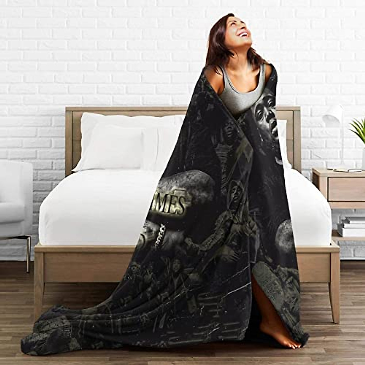 Grassoen Blanket Rod Wave Soft Flannel Blankets Throw Bedding Room Decor Blanket for Bed Sofa 50"x40"