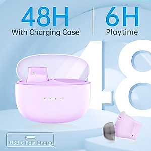 GIEC Mini Wireless Earbuds Big Bass Noise Cancelling Headphones Bluetooth 5.3 Small Ear Fit Light Earphones IPX5 Waterproof 48Hrs Playtime Stereo Ear Buds with Mic and Charging Case for iPhone/Android