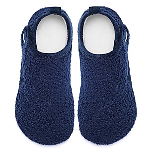 Heiiwarm Boys Toddler Girls Slippers Barefoot House Shoes Winter Warm House Slippers Cozy Lightweight Non-Slip Bedroom Indoor Socks Navy Toddler 10-11