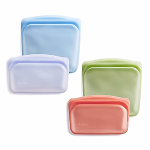 Stasher Premium Silicone Reusable Food Storage Bags, 4-Pack, Rainbow | Multi-Use Food Storage Bags, Lunch Bag, Travel Containers | BPA Free, Leak-free, Dishwasher-Safe, Eco-friendly