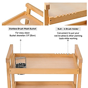 MEEDEN Art Supplies Cart, Walnut 3-Tier Multifunctional Art Storage Cart Organizer, Solid Beech Wood Studio Cart Art Taboret with Caster Wheels, Rolling Utility Cart Organizer for Artist