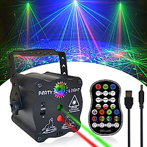 Party Lights, Disco Ball DJ Light with Remote Control - Sound Activated Stage Laser Light Indoor Strobe Light for Parties Christmas Halloween Glow Party Decorations Lights Rave Lights Dancing