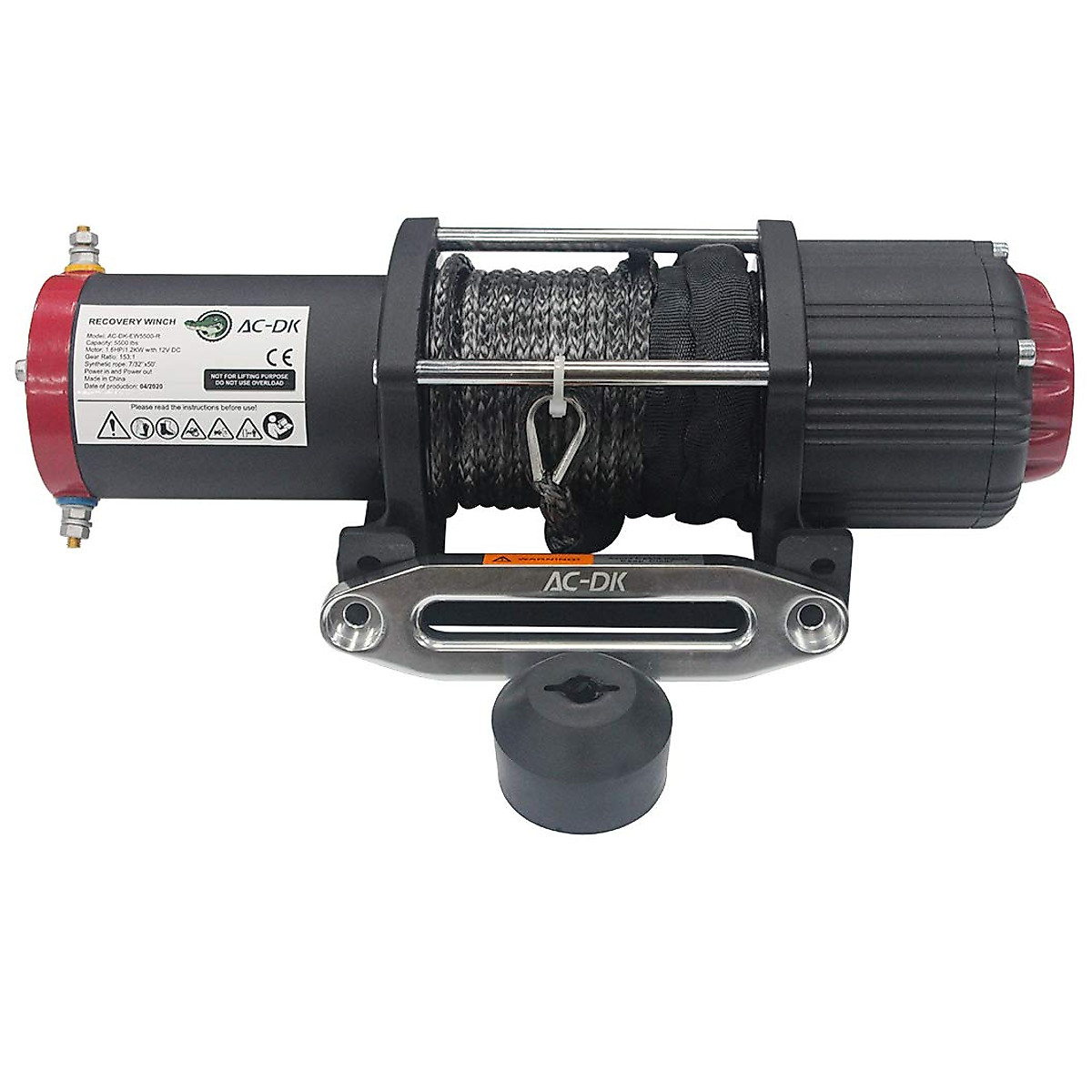 AC-DK 5500lb. Electric Synthetic Rope ATV Winch Kits, 12V Winch for Towing ATV/UTV Off Road Trailer, IP67 Waterproof Winch with Wireless Remote Control Mounting Bracket(5500 lbs Winch)