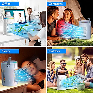 Portable Air Conditioners, 3 Speeds Rechargeable Evaporative Air Cooler With 5000 mAh Batterie, 7-Color LED Light, 2 Cool Mist & 2-8H Timer, Personal Cooling Fan Air Conditioner for Room Car Office