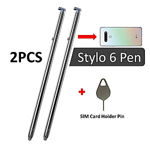 2PCS Stylo 6 Pen Touch Stylus Pen Replacement Part for LG Stylo 6 Stylus 6 Q730TM/AM/VS/MS/PS/CS/MA LCD Touch Pen Stylus Pen + Eject Pin (White Phone Pen)