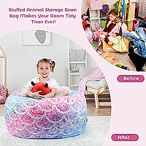 KABOER Bean Bag Cover for Kids,200L Stuffed Animal Storage Bean Bag Chair Cover |Stuffable Zipper Beanbag for Organizing Children Soft Plush Toys (32x29inch)