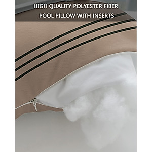 Chaise Lounge Head Resting Pillows, Retro Brown Beckground Dark Green Stripes Outdoor Chaise Pillows, Waterproof Patio Furniture Pillows with Insert and Adjustable Elastic Stripe for Beach Chair