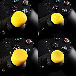 for PS5, PS4, PS3, Switch Pro, Xbox one, Xbox 360, Wii U, PS2 Controller Analog Stick Thumbsticks Joystick Cap Rubber Cover Silicone Thumb Grip Cap Joystick Thumbstick Replacement (Pack of 8 Yellow)