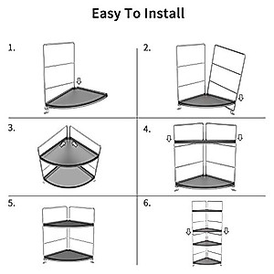 JANUS LiANG 2-Tier Bathroom Organizer Countertop Corner - Makeup Organizer Cosmetic perfume Holder Bedroom Storage Shelf or Kitchen Spice Rack (Chrome + Black)