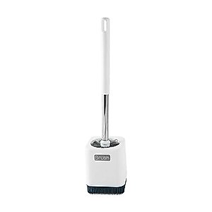 SAAKO Plastic Toilet Brush Wall Mounted Toilet Bowl Brush and Holder Set Home Modern Toilet Cleaner Brush for Bathroom Cleaning