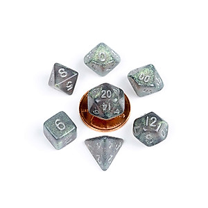 Stardust Gray w/ Silver Numbers 10mm Mini Poly Dice Set