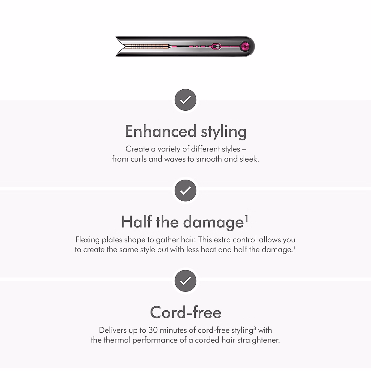 Dyson Corrale™ Hair Straightener, Nickel/Fuchsia