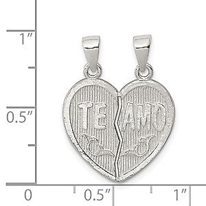Auriga Fine Jewelry 925 Sterling Silver Polished Teamo Break Apart Heart Pendant Gift for Women