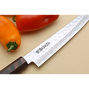 Yoshihiro 46 Layers VG-10 Hammered Damascus Petty Japanese Utility Knife 6'' 150mm Rosewood Handle