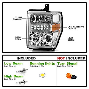 ACANII - For 2008 2009 2010 Ford F250 F350 F450 SD LED Halo Projector Headlights Headlamps Driver + Passenger Side
