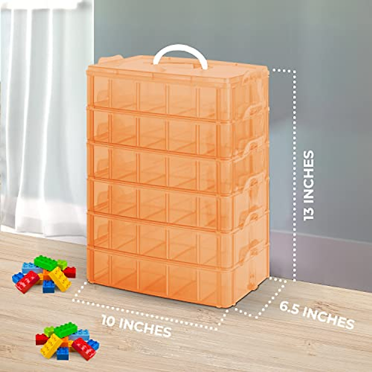 LifeSmart Stackable Storage Bin Organizer Box with Adjustable Compartments | Small Plastic Containers with Dividers for Beads DIY Art Craft, Small Toys, Jewelry, Fishing Tackles and Sewing Supplies