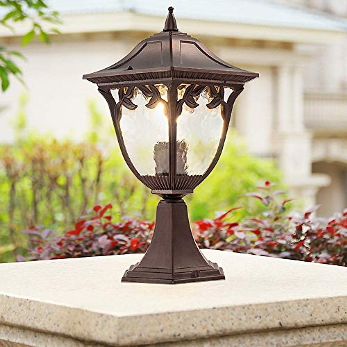 Lights Outdoor Waterproof Moistureproof Column Post Light Rustic European Outdoor Waterproof Post Pole Lamp Lawn Lantern Aluminum Glass IP65 Rainproof Patio Landscape Street Light Garden Villa Courtya