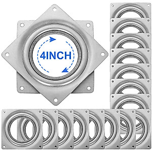 12Pack Black Lazy Susan Turntable Bearings, 4”Square Rotating Plate, 300lbs Capacity 5/16”Thick Swivel Plate for DIY Lazy Susan Project Storage Organizer Rack Cake Decorating Sculpture Displays