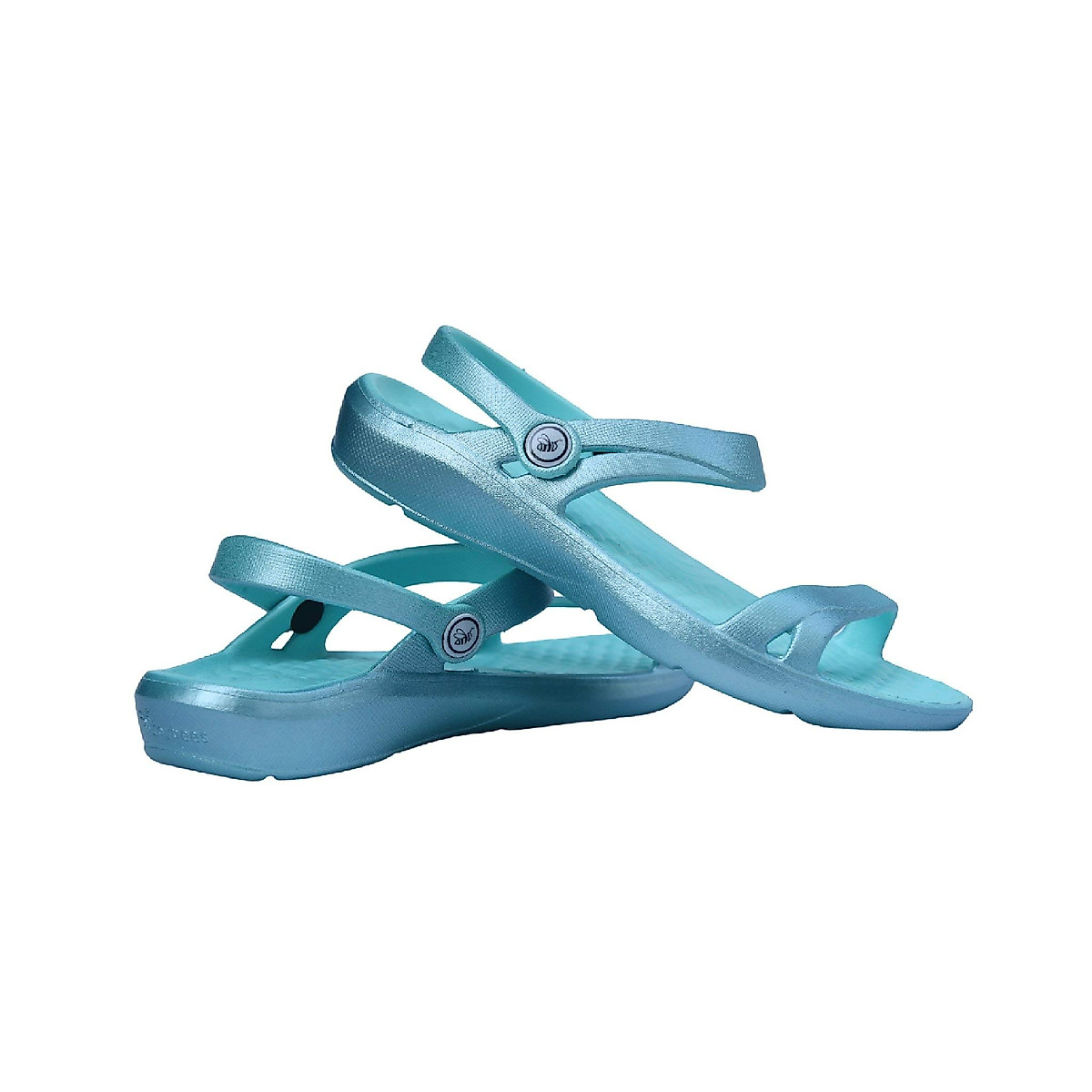 Joybees Dance Sandal - Women's Sporty Arch Support Slip-On with Pivot Backstrap - Metallic Teal - Women's Size 10