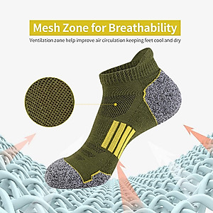 JOYNÉE Mens Athletic Ankle Sports Running Low Cut Tab Socks for Men 6 Pairs,Multicoloured,Sock Size 10-13