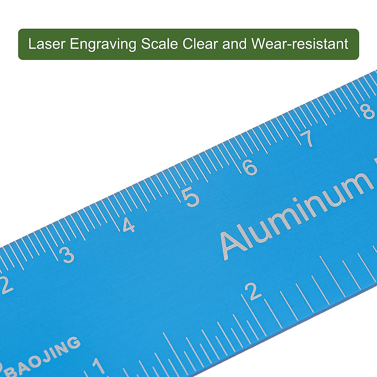 HARFINGTON 3pcs Straight Ruler 6 Inch Metric English System Aluminum Alloy Ruler Magnifier Measuring Tool for Children Study Classroom Office, Sky Blue