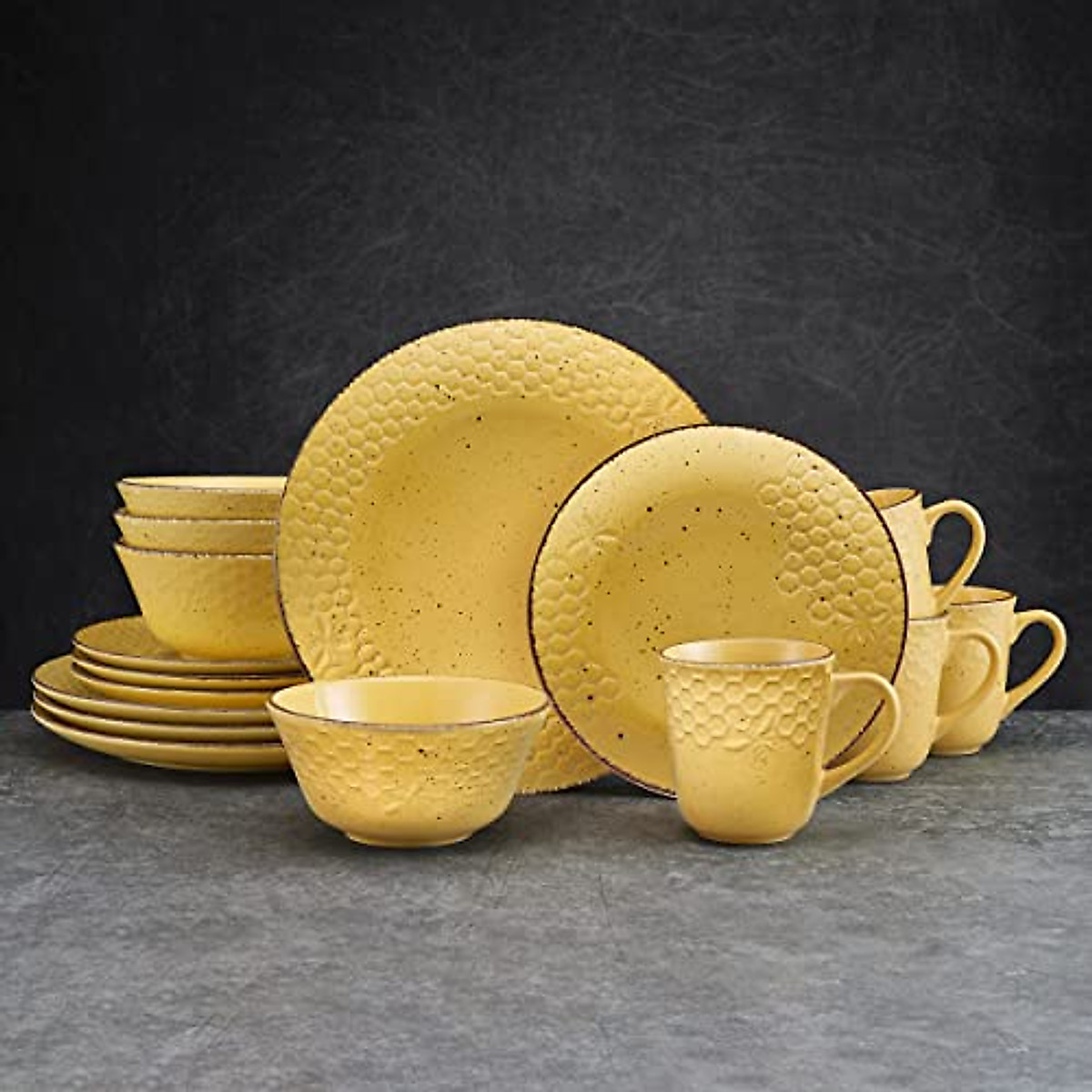 Pfaltzgraff Bumblebee 16 Piece Dinnerware Set, Service for 4, Yellow