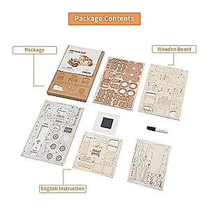 ROBOTIME 3D Wooden Puzzles Car DIY Model Kits to Build Wooden Model Vintage Car Craft Gift for Collection Lover