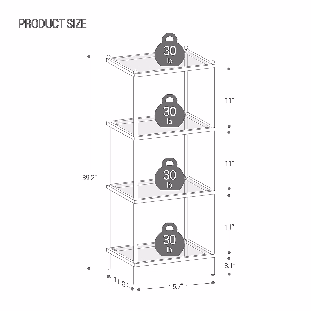 Hzuaneri Bookcase Bookshelf with LED Lighting, Tempered Glass Bookshelves, 8 Levels of Brightness and 20 Colors, Slim Shelving Unit for Bedroom Bathroom, Home Office, Steel Frame, 5 Tier Gold BC23599A