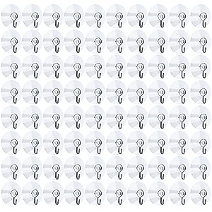 Yesland 80 Pcs Suction Cup Wall Hooks Hangers - Plastic Reusable Clear Sucker Pads and Utility Hooks - Practical Hanging Supplies for Wall Door Glass Window in Kitchen, Bathroom (45 mm)
