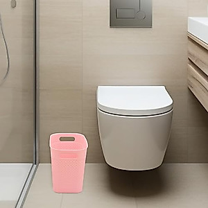 QPB Trash Can Plastic Trash Can Wastebaskets Garbage Bin Recycling Bin Slim Garbage Can Trash Bin with Handles for Narrow Space Bathroom Bedroom Laundry Home Kitchen Office (Large, Pink)