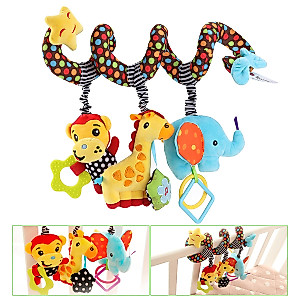 NUOBESTY Baby Car Seat Toys, 1 Pc Baby Stroller Toys Spiral Wrap Hangings Rattle Toy Hanging Rattles Toy Travel Learning Toy for Newborn